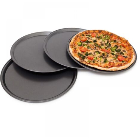 4 moules à pizza ronds en acier inoxydable antiadhésif - Cuisson ...