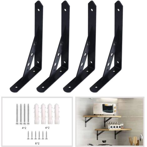 4 confezioni di staffe per mensole a muro, staffe in metallo per ...