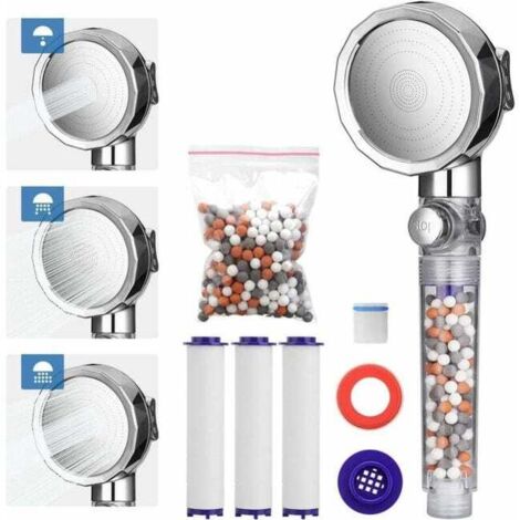 Duschkopf, Anti-Kalk-Filter-Duschkopf, 3 Modi, wassersparender ...