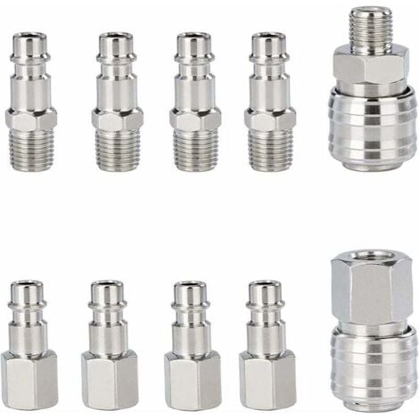 Accesorios de compresor BSP de 1/4", conexión rápida neumática, acoplador neumático de aire, kit ...