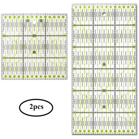 Regla de costura de patchwork de 2 piezas, 30 cm x 15, regla de costura transparente universal ...