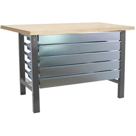 Simon Rack Etabli d’Atelier avec 5 Tiroirs à Glissières Télescopiques, Capacité de Charge 600 kg ...