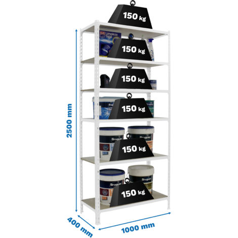 SimonRack Étagère Rangement, 2500x1000x400 mm, 6 Niveaux en Boix, 150 kg Capacité de Charge et ...
