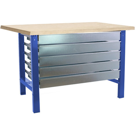 Simon Rack Etabli d’Atelier avec 5 Tiroirs à Glissières Télescopiques, Capacité de Charge 600 kg ...