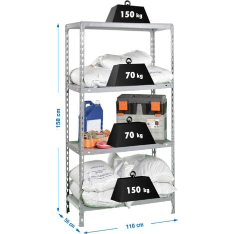 SimonRack Étagère Rangement, 1500x1100x500 mm, 4 Niveaux, 60 kg Capacité de Charge et Point de ...