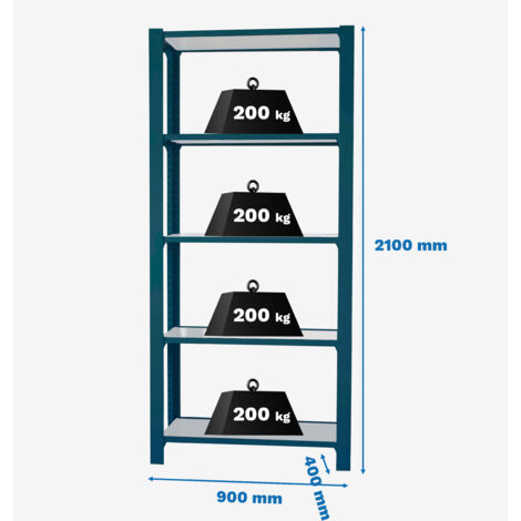 SimonRack Étagère de Bureau/Bibliothèque, 2100x900x400 mm, 5 Niveaux, 200 kg par Niveau, Métal ...