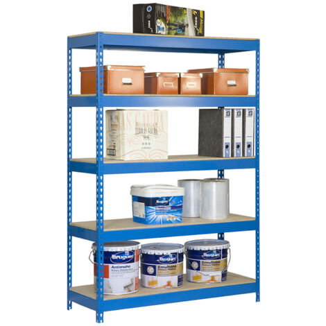 SimonRack Étagère Industrielle, 2000x1200x450 mm, 5 Niveaux en bois, 300 kg Capacité de Charge ...