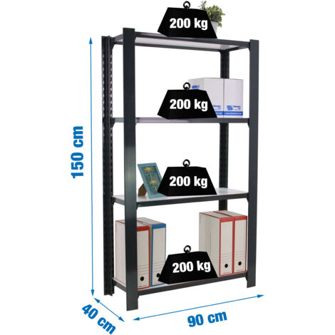SimonRack Étagère de Bureau/Bibliothèque, 1500x900x400 mm, 4 Niveaux, 200 kg par Niveau, Bois ...