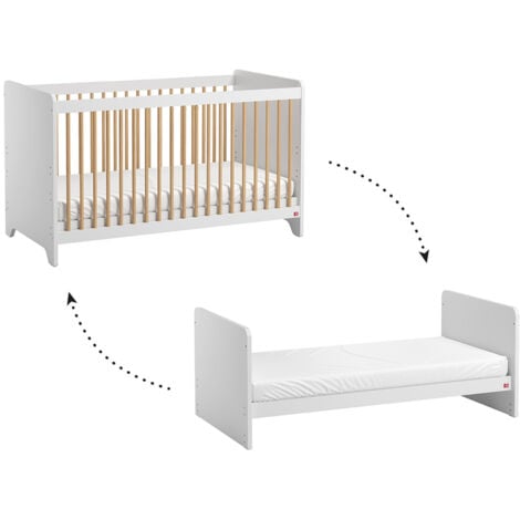 Lit bébé évolutif Vox Leaf - Blanc et bois