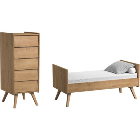 Lit bébé évolutif et Chiffonnier Vox Vintage Bois