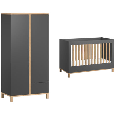 Lit bébé et Armoire Vox Altitude Gris