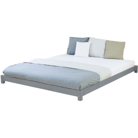 Lit double 200x200 style Tatami - Gris