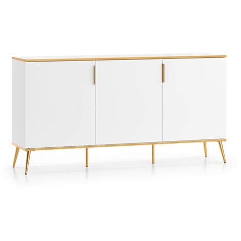 Buffet 3 portes Zora Blanc et Doré