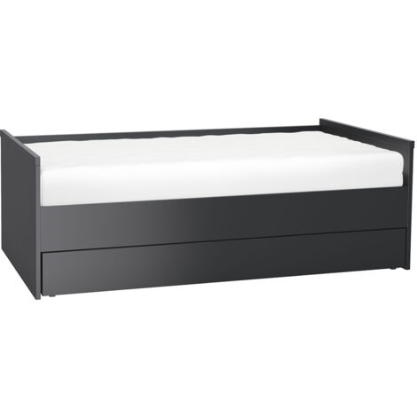 Lit coffre 90x200cm sommier inclus et tiroir de lit Vox Young User Noir