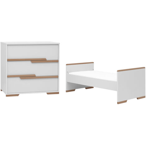 Lit bébé évolutif et commode à langer Pinio Snap Blanc et bois