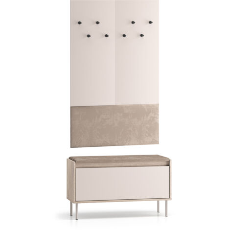 Meuble entrée porte-manteau et banc à chaussures long 1 porte Alos ...