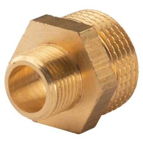 Messing Gewinde-Fitting Reduziernippel 3/8" AG (DN10) - 3/4" AG (DN20) - schwere Ausführung