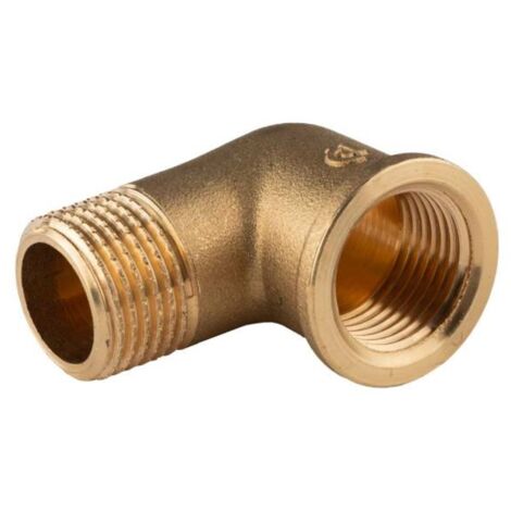 Messing Gewinde-Fitting 90° Winkel 1/2"IG - 1/2"AG (DN 15) - schwere Ausführung