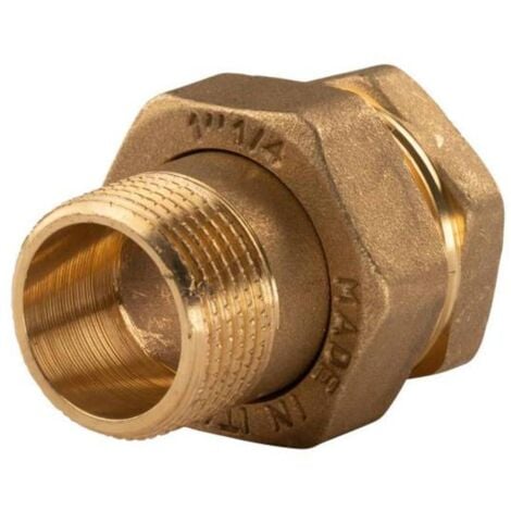 Messing Gewinde-Fitting Verschraubung gerade flachdichtend 1"IG - 1"AG (DN 25) - schwere Ausführung