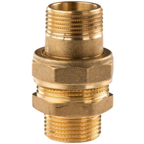 Messing Gewinde-Fitting Verschraubung gerade flachdichtend 1"AG - 1"AG (DN 25) - schwere Ausführung