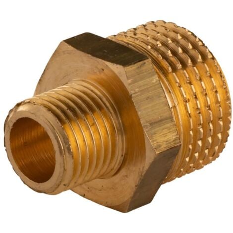 Messing Gewinde-Fitting Reduziernippel 1/4"AG (DN 8) - 1/2"AG (DN 15) - schwere Ausführung