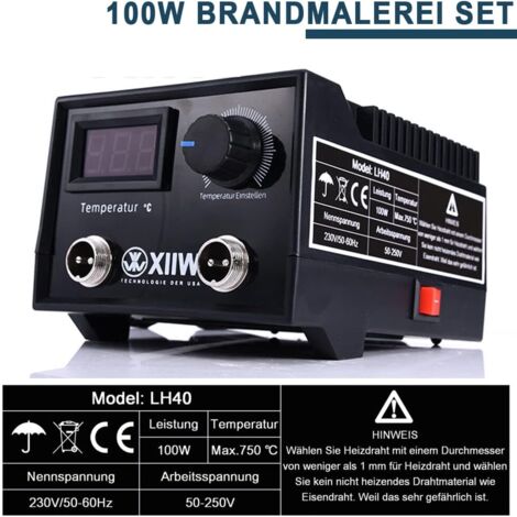 Pyrograveur 100 W avec 23 pièces pointues et deux stylos, kit de ...