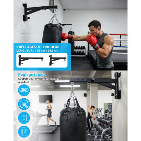 Support pour fixation de sac de Boxe Noir, Réglable & Rotatif Support ...