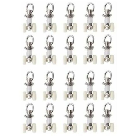 20Pcs Curtain Track Glider Rail Rollers Plastic Twin Rollers Aluminum ...