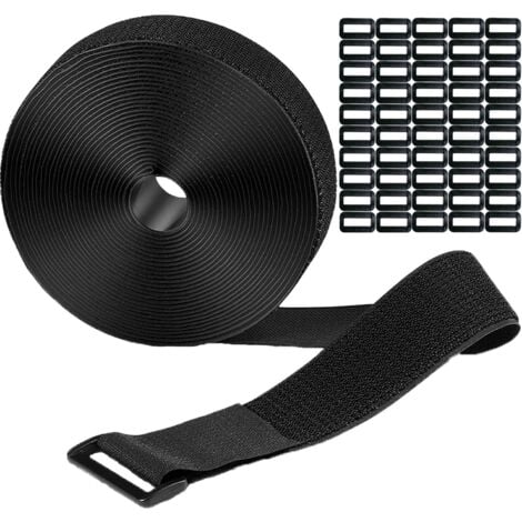 10m Velcro Strap with 50 Loops, Resealable Cable Ties, Freely Cuttable ...