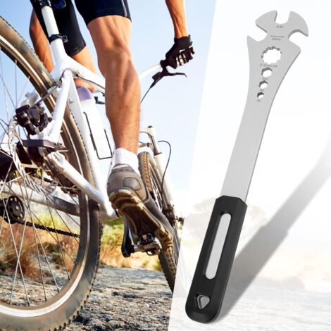 Bike Pedal Wrench Bicycle Pedal Wrench with Extra Long Handle Multi Purpose Pedal Removal Tool 15mm 9 16 and 10mm 8mm 6mm Hex Hole