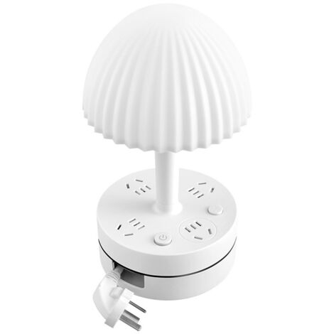 Desk Lamp Sleep Lamp Tricolor Light 3 Sockets 2USB＋Type-C 1.8m (White)