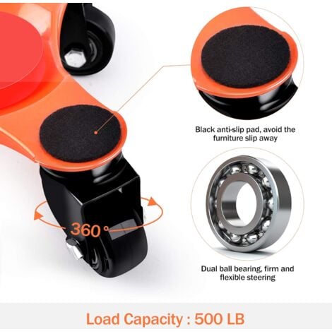 6" Steel Tri-Dolly Dollies with Casters, 4 Pack, 3-Wheel Dolly ...