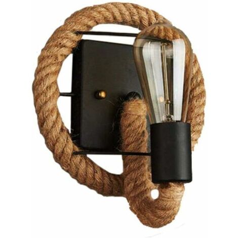 Bedroom Wall Light Vintage-Retro Hemp Rope Wall Light American Style ...