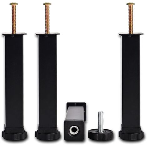 4pcs Metal Screw-in Bed Legs Universal Slatted Bed Base Feet Black ...