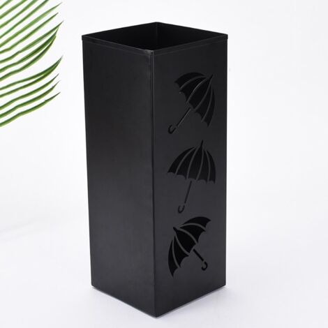 Square Metal Umbrella Storage Bucket Umbrella Holder - Black