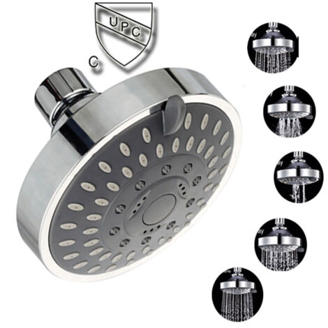 Adjustable chrome shower head, Round steel rain shower head mirror face ...