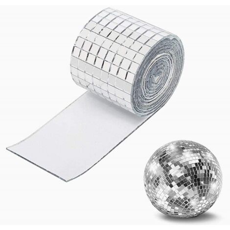 Wall Sticker, Self Adhesive Real Glass Silver Mirror Mosaic Tiles ...