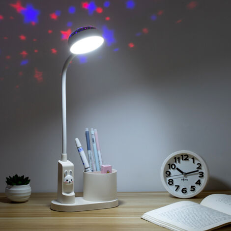 Kids Desk Lamp Study Table Lamp with Pen Holder Auto Color Changing Bedside Lamp Dimmable Rechargeable