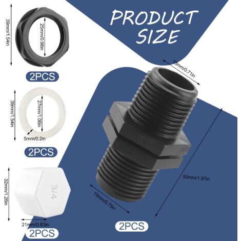 Overflow Tank 25mm Bulkhead Tank 1000 Litre Nipple for Rainwater Tank ...