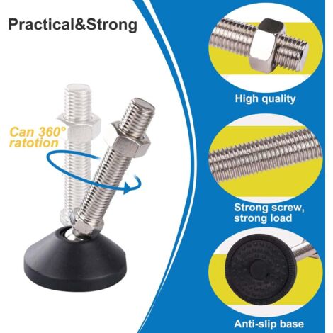 Set of 8 leveling feet M10 x 100 x Ø 40 mm - load capacity 500 kg ...