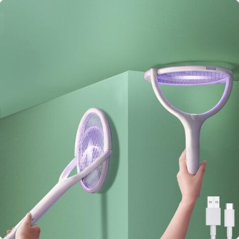 Rechargeable Rotating Head Electric Insect Racket Electric Mosquito Racket Electric Fly Swatter Anti Mosquito Lamp Anti Fly Anti Wasp Fly Catcher Fly Killer