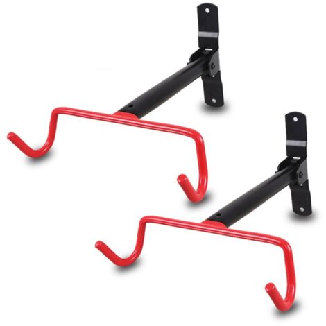 Set of 2 Wall brackets with folding hook for hanging bicycles