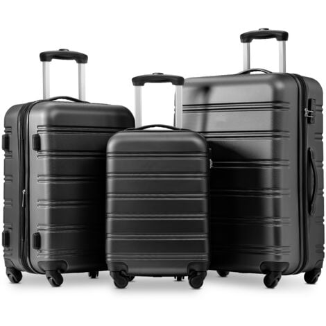 SET OF 3 ABS Hard shell Travel Trolley Suitcase 4 wheel Luggage set ...