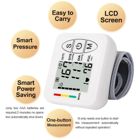 Talking Wrist Blood Pressure Monitor, Heart Rate Detector, Digital LCD ...