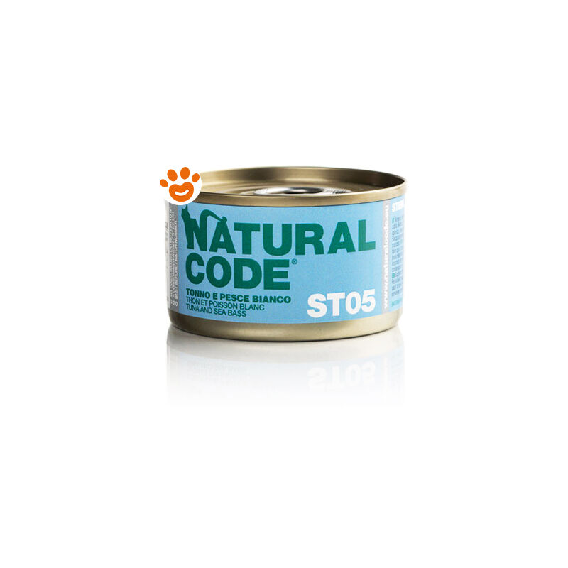 Natural Code Gatto Sterilizzato Lattina 85gr Tonno e Pesce Bianco