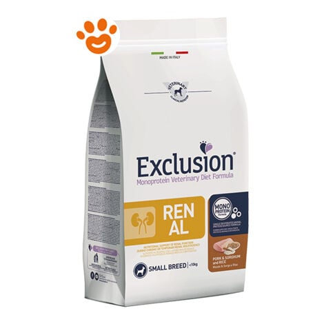 Exclusion Dog Renal Adult Small Breed Maiale Saggina e Riso - Exclusion Dog Renal Adult Small ...