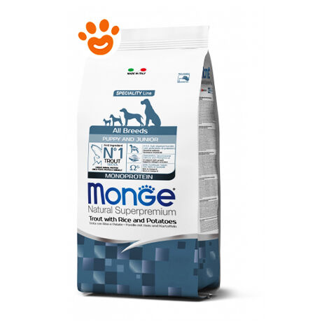 Monge Dog Natural Superpremium All Breeds Puppy & Junior Trota, Riso e ...