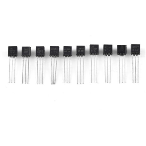 Kit assortimento transistor di potenza BC337, BC327, 2N2222, 2N2907, 2N3904, 2N3906 10 valori ...
