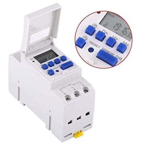 Timer digitale programmabile, display LCD, timer settimanale con guida DIN (220V)