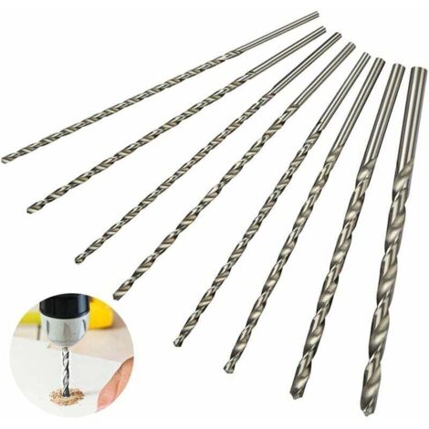 Juego de brocas helicoidales extendidas de acero de alta velocidad, 8 piezas